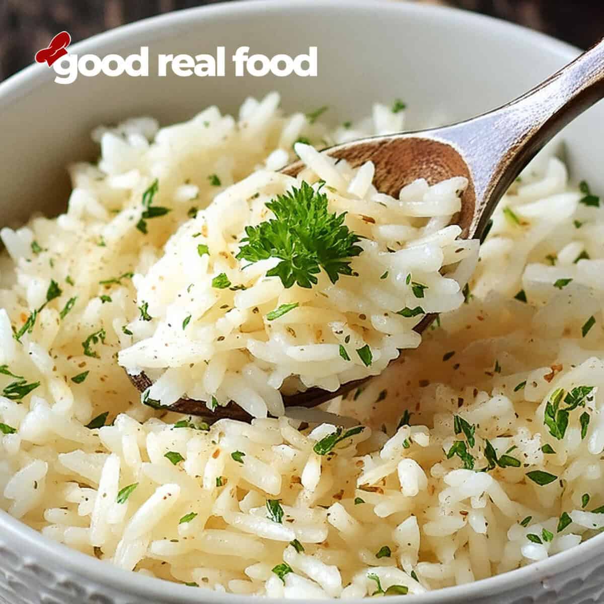 Garlic Parmesan Rice - Good Real Food