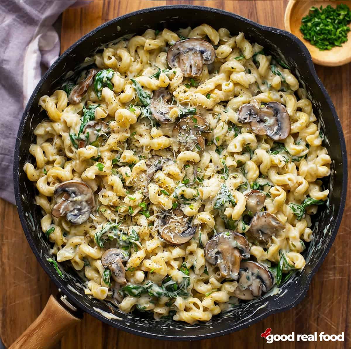 Roasted Garlic Mushroom Pasta - Good Real Food